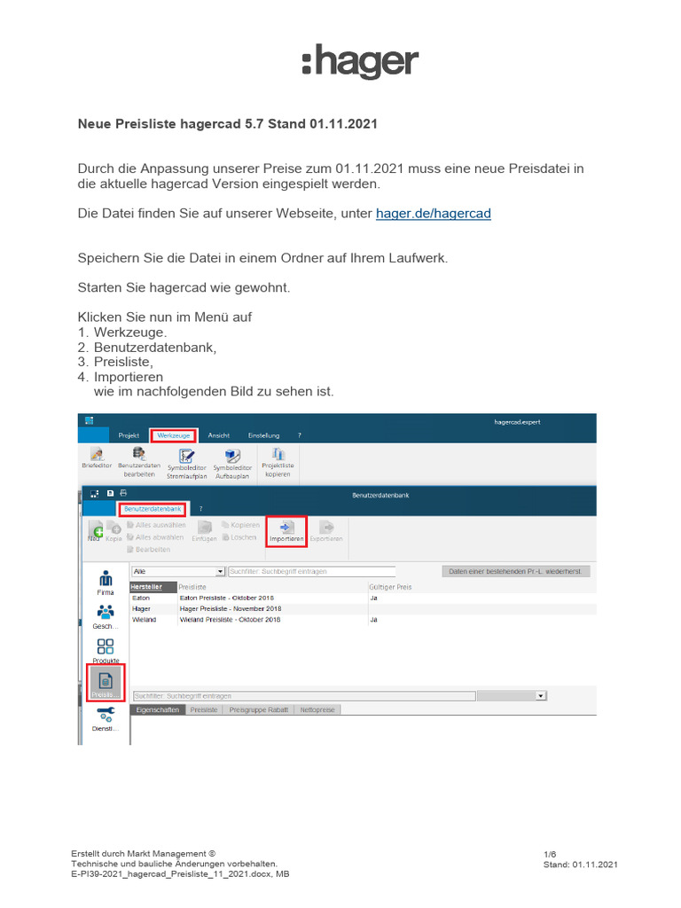 E-PI39-2021 Hagercad Preisliste 11 2021 | PDF