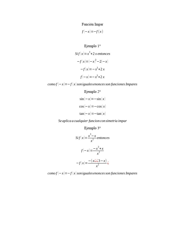 Función Impar Ejemplos | PDF