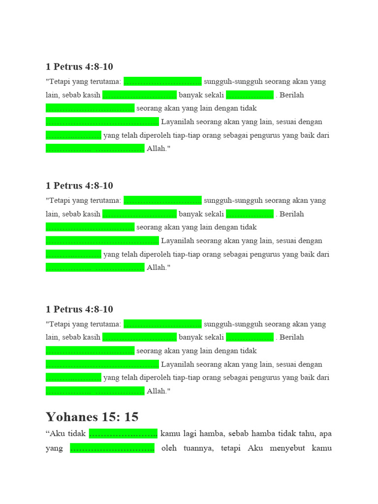 Kuis Melengkapi Ayat Alkitab | PDF