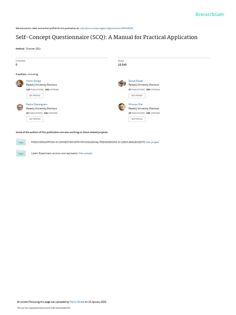 Scoring KeyQuestionnaireofSelf Concept 36QSC 36 | PDF | Psychology ...