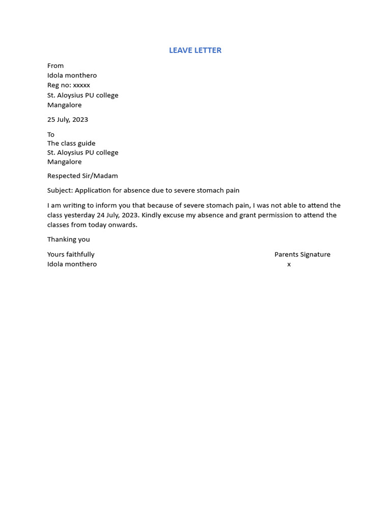 Leave Letter | PDF