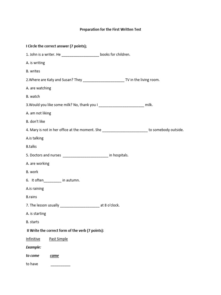 Preparation For The First Written Test | PDF