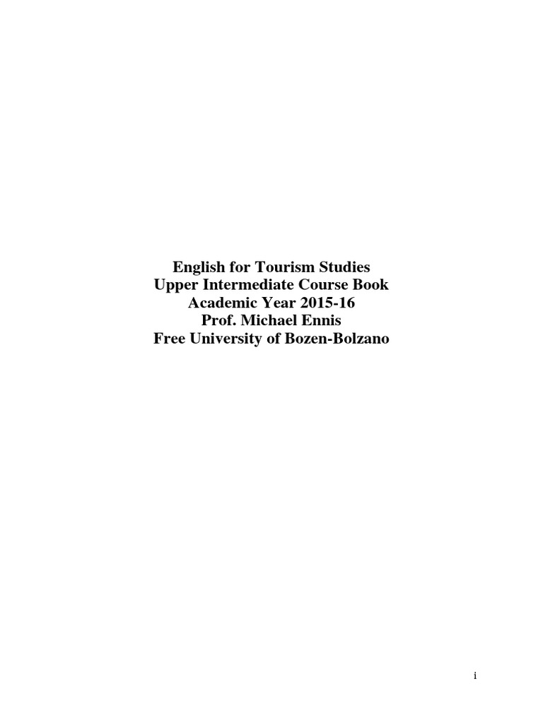 English for Tourism Studies Course Guide | PDF