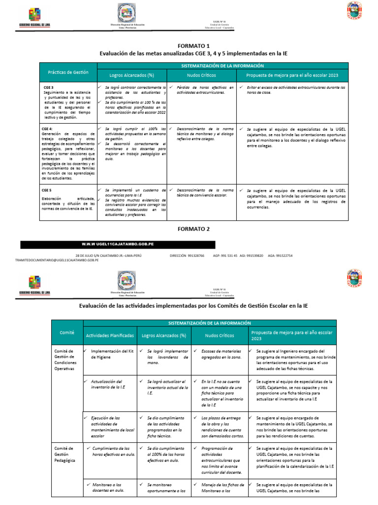 Formatos para El Informe de Gestión Anual 2022 | Descargar gratis PDF | Enseñando