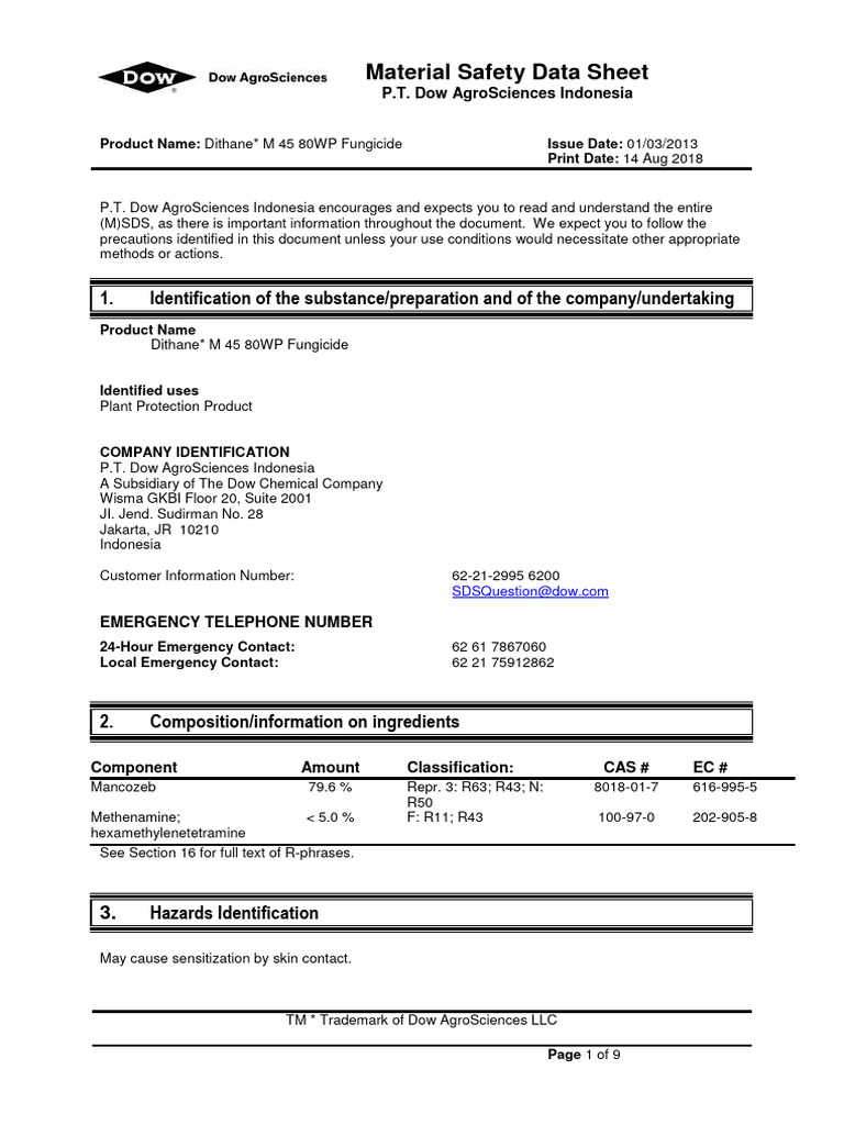 Dithane M 45 80 WP | PDF | Toxicity | Animal Testing Dithane M 45 80 WP | PDF | Toxicity | Animal Testing