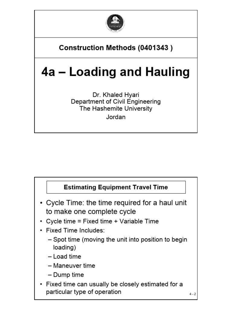 4a. Loading and Hauling-Construction Methods | Download Free PDF | Physical Sciences ...