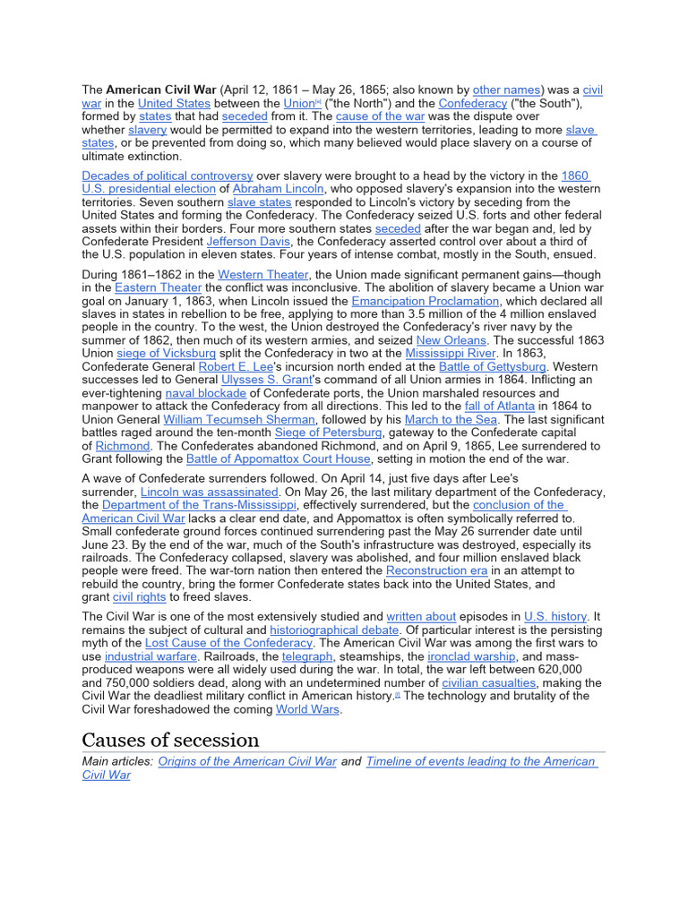 American Civil War 1 | PDF