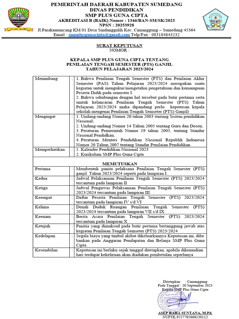 SK PTS Ganjil 2023-2024 | PDF
