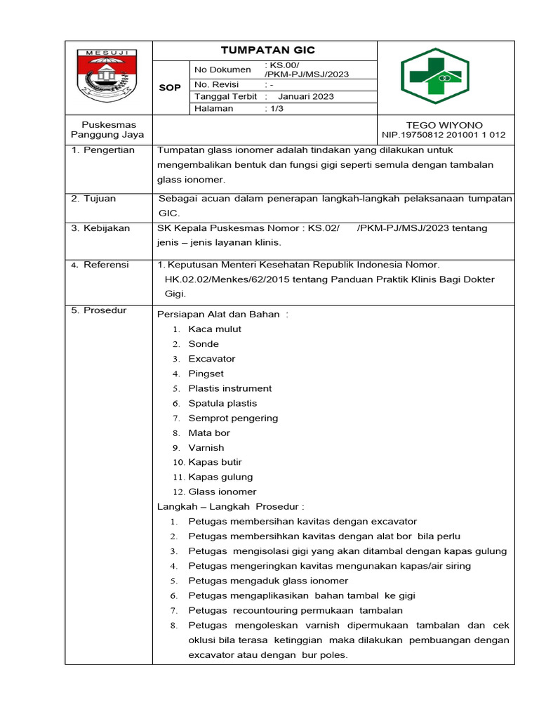 SOP Tumpatan GIC | PDF
