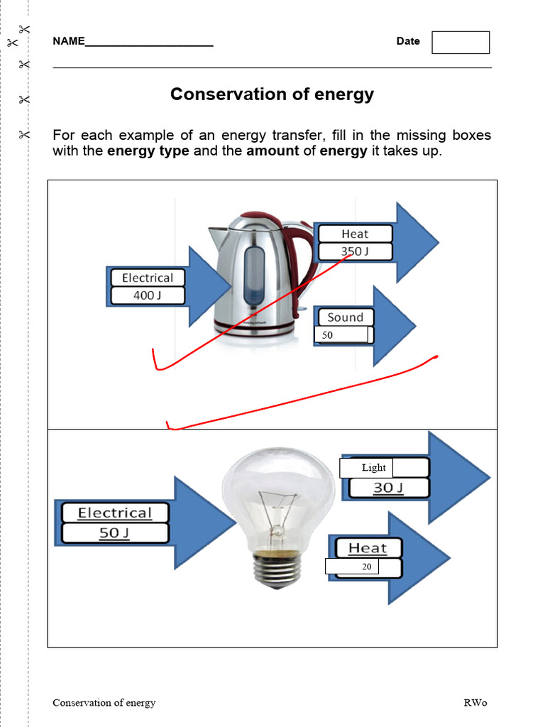 Conservation of Eneryg Worksheet | PDF
