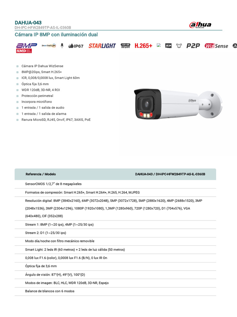 ES DAHUA-043 Data Sheet | PDF