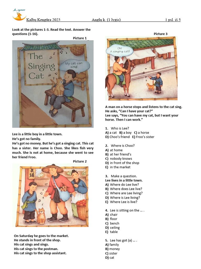 Anglu-Kengura-2023-1-lygis | PDF