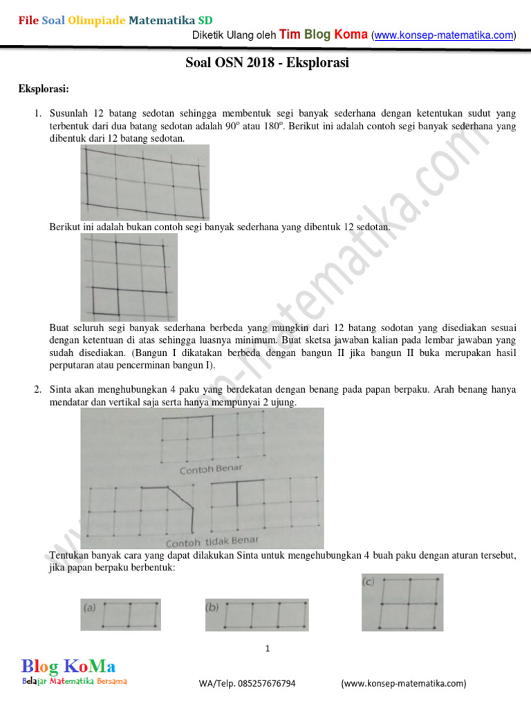 2018 Soal OSN - 3 - Eksplorasi Matik SD | PDF