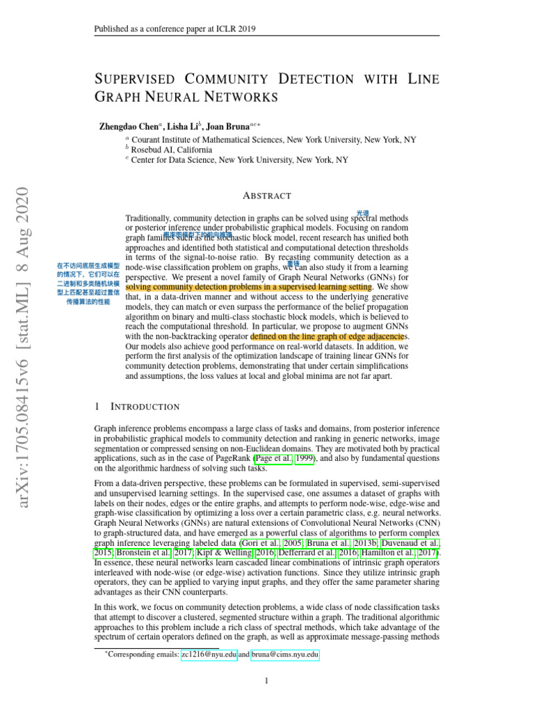 2020 Supervised Community Detection With Line Graph Neural Networks Chen Et Al Pdf