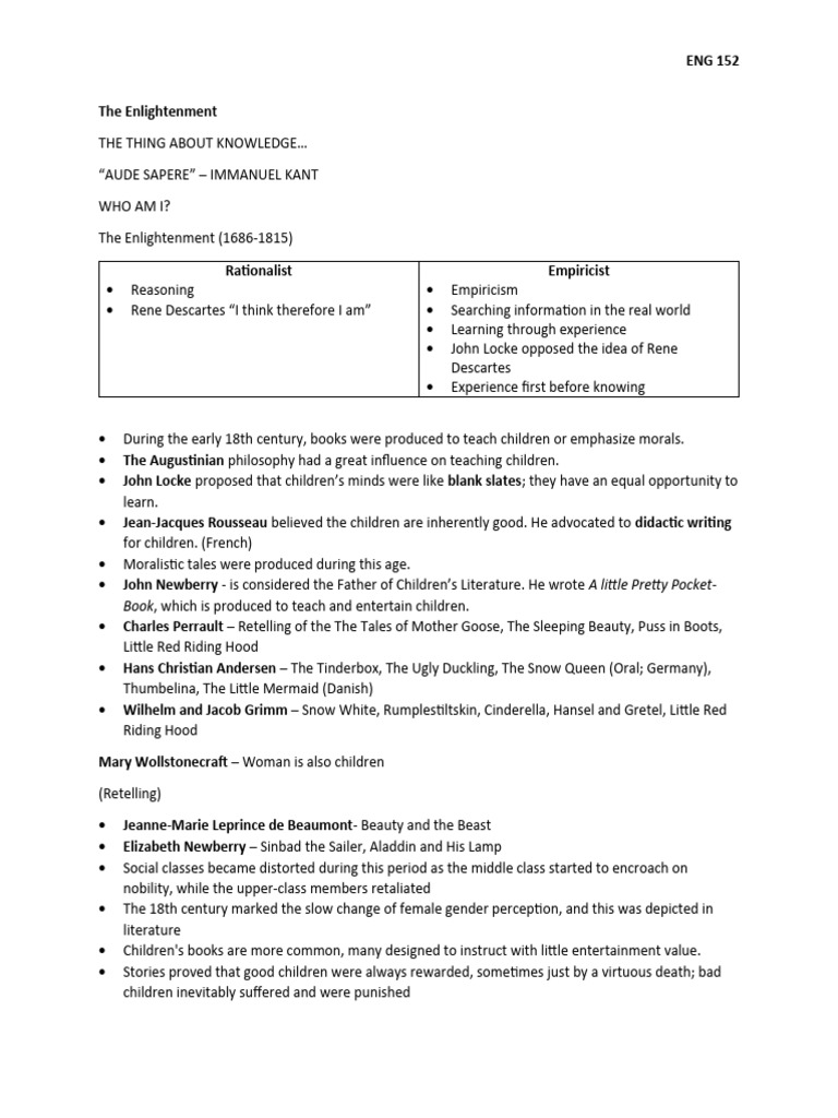 The Enlightenment (NOTES) | PDF | Age Of Enlightenment