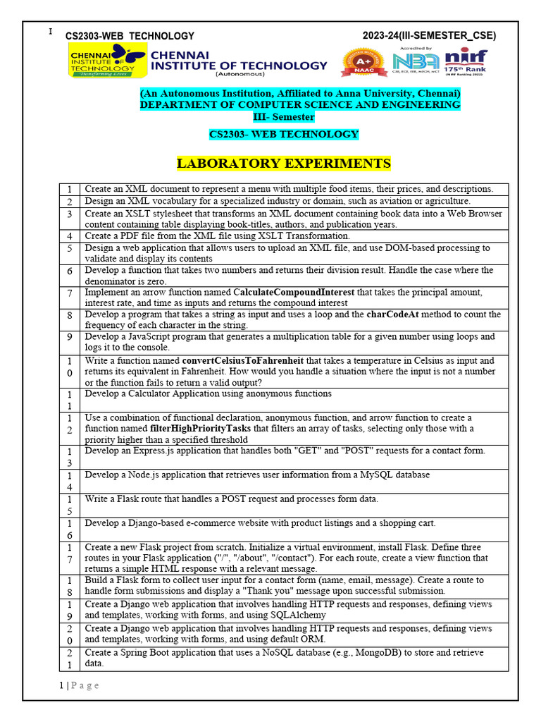 Cs2303 WT Lab Questions | PDF