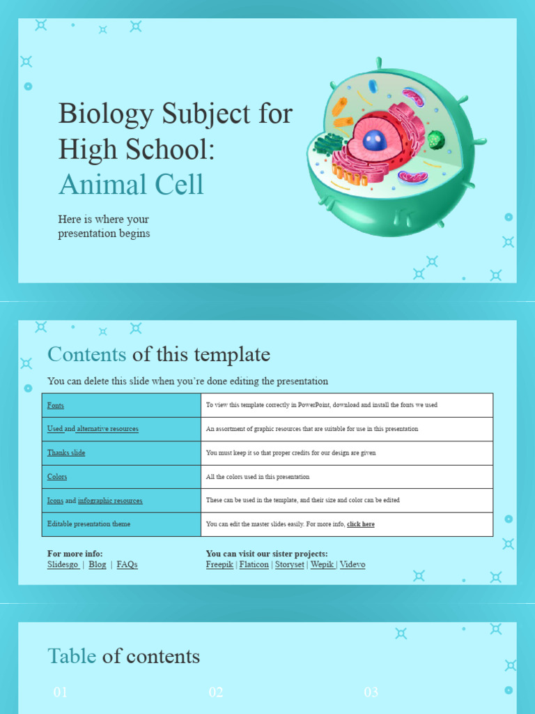 Biology Subject For High School - Animal Cell by Slidesgo | PDF
