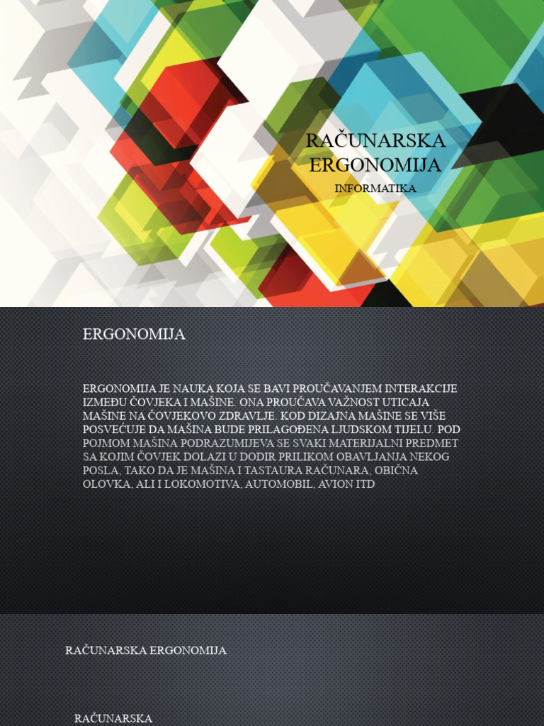 Računarska Ergonomija | PDF