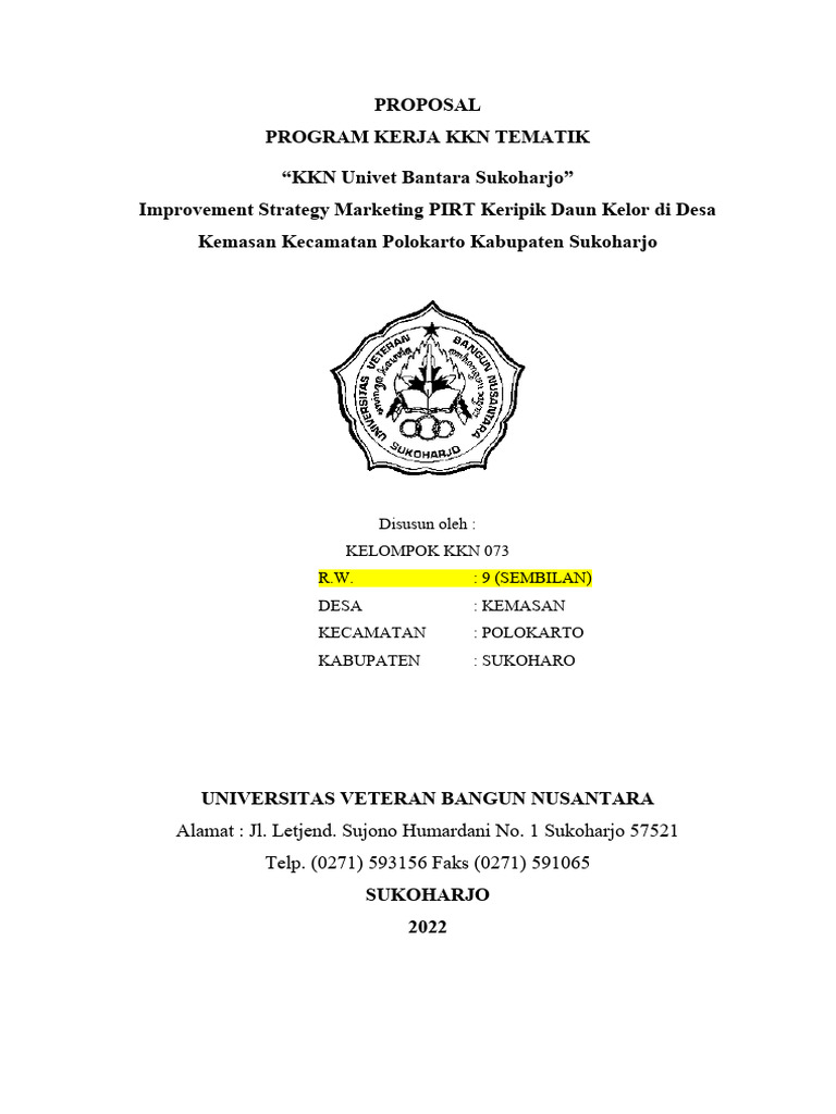 Proposal KKN 073 Kemasan | PDF
