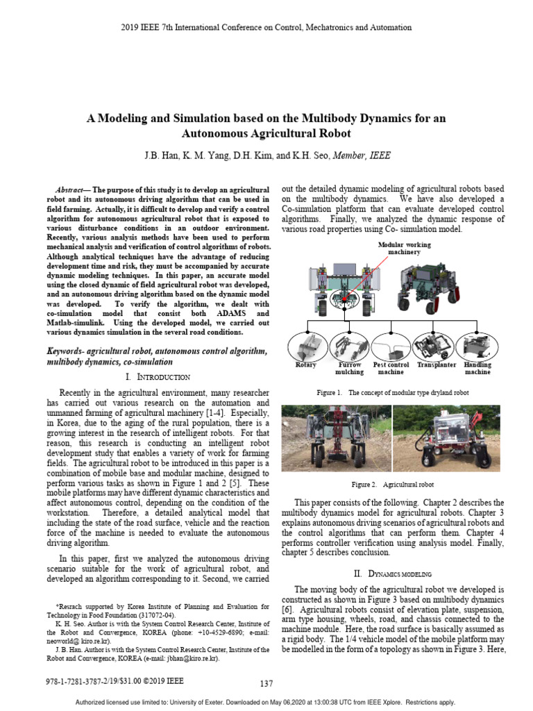 A Modeling and Simulation Based On The Multibody Dynamics For An Autonomous Agricultural Robot ...