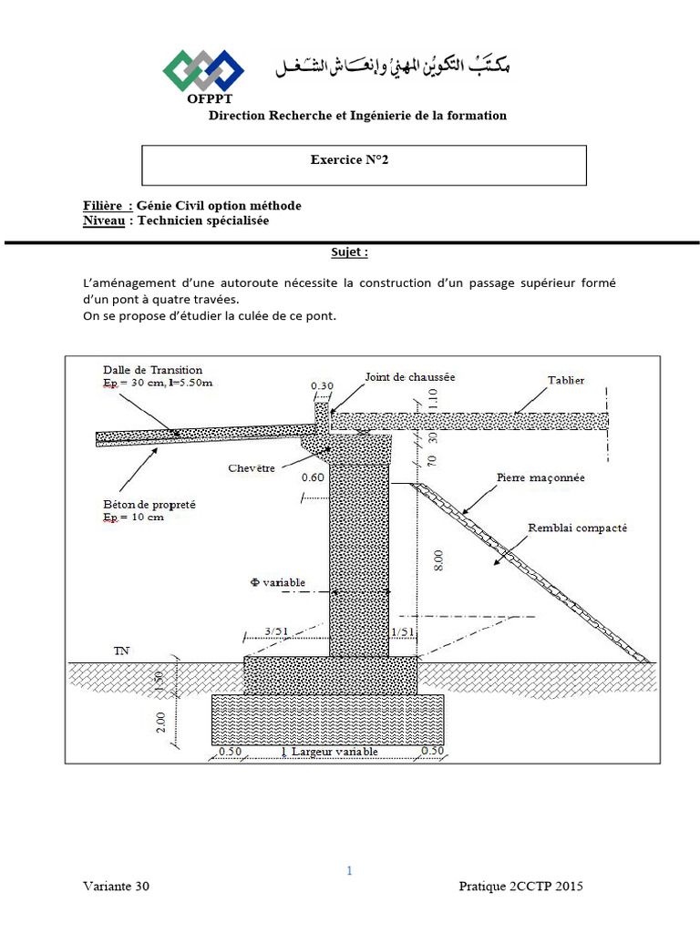 EXERCICE - Culée de Pont | PDF