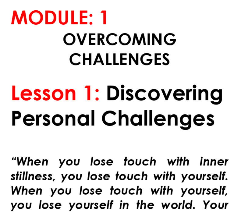 Lesson 1 Discovering Personal Challenges Your Initial Tasks | PDF