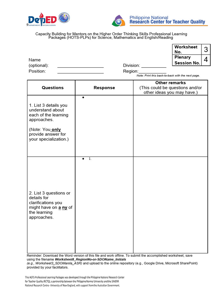 Worksheet 3 | PDF