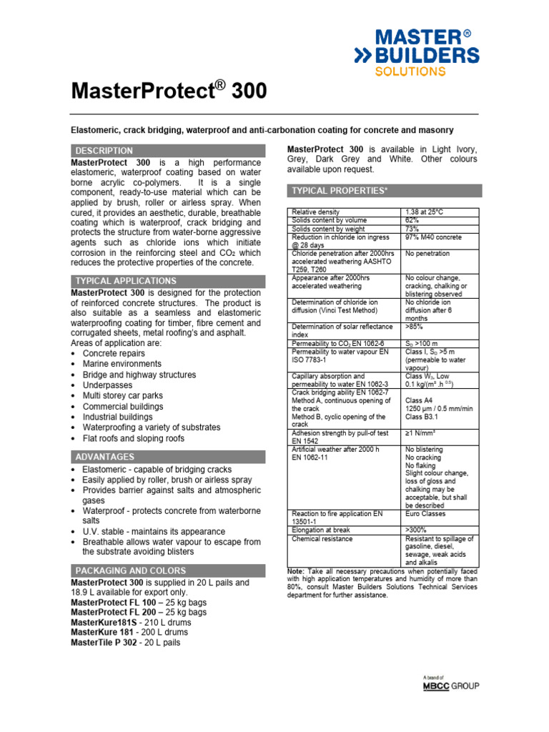 Masterprotect 300 Tds For Trestel | PDF | Concrete | Coating