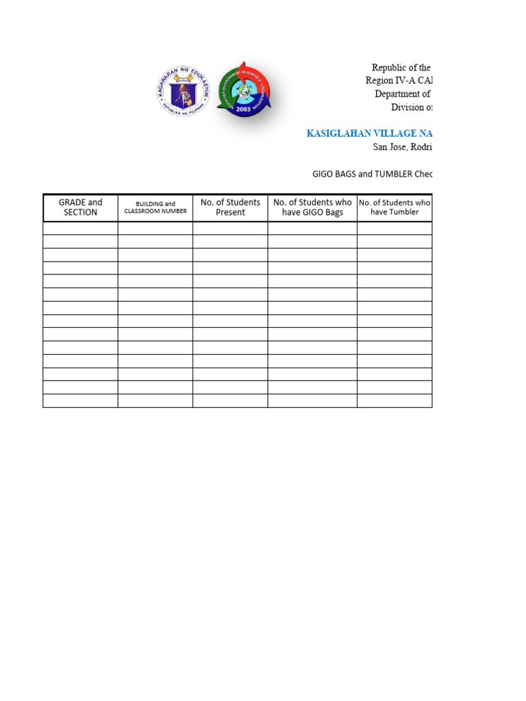 Template of Monitoring and Checking Sheet | PDF