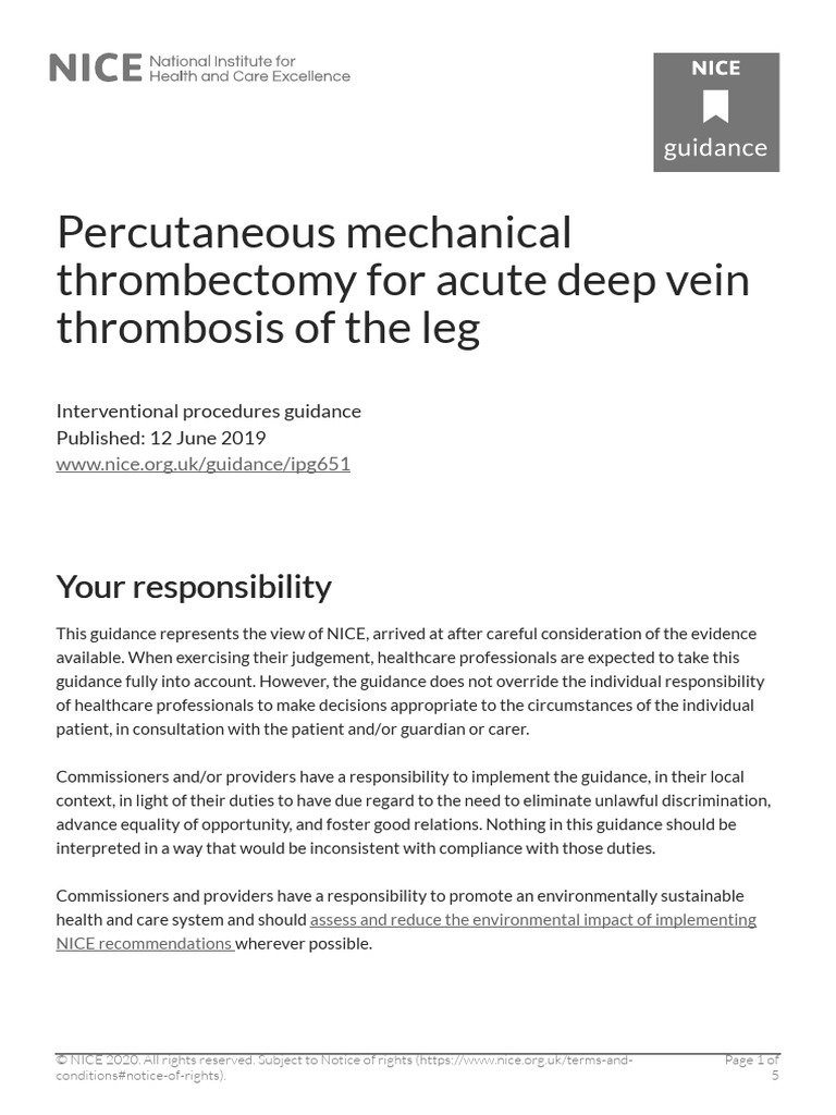 Percutaneous Mechanical Thrombectomy For Acute Deep Vein Thrombosis of ...