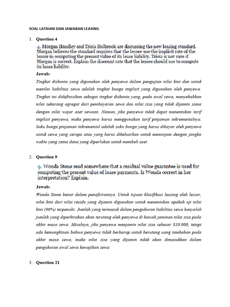 Contoh Soal dan Jawaban Leasing | PDF