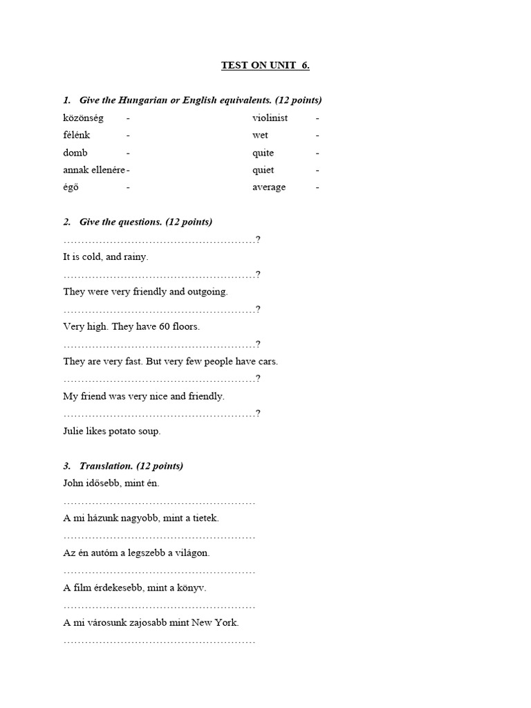 Unit 6 Pre-Intermediate | PDF