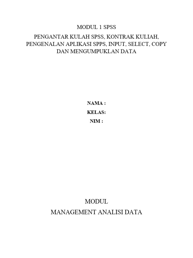 Panduan Dasar Penggunaan SPSS | PDF