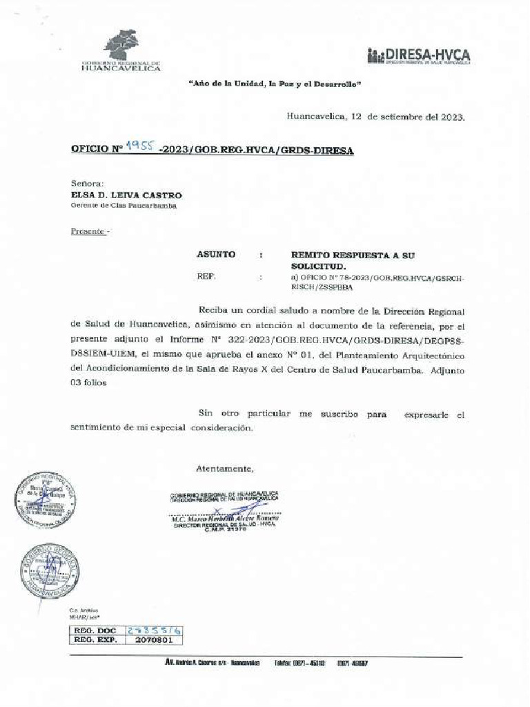 OFICIO #1955-2023-DIRESA-HVCA - Compressed | PDF