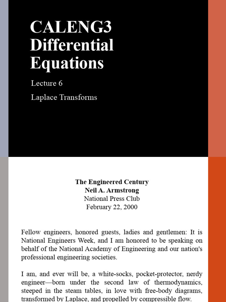 Caleng3 Lecture 6 Laplace Transforms 1 Pdf Laplace Transform
