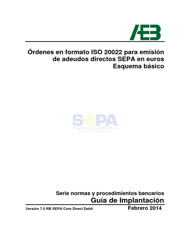 Cuaderno ISO 20022 Adeudos SEPA | PDF | Xml | Dinero