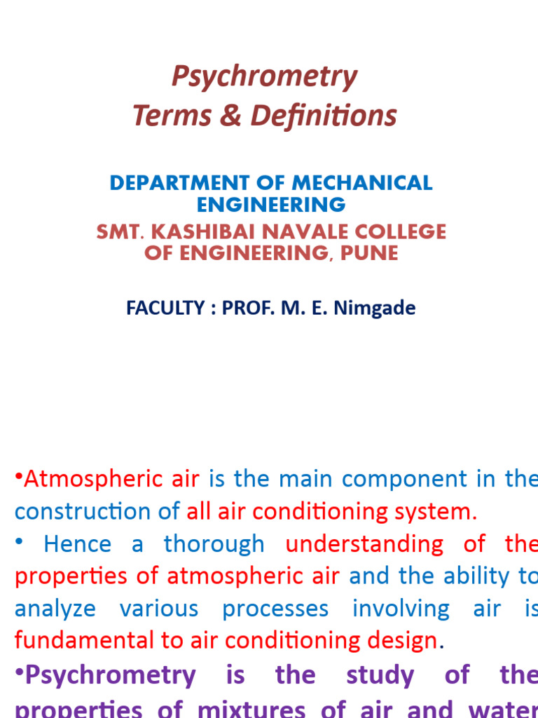 Psychrometry-Terms & Definitions | PDF