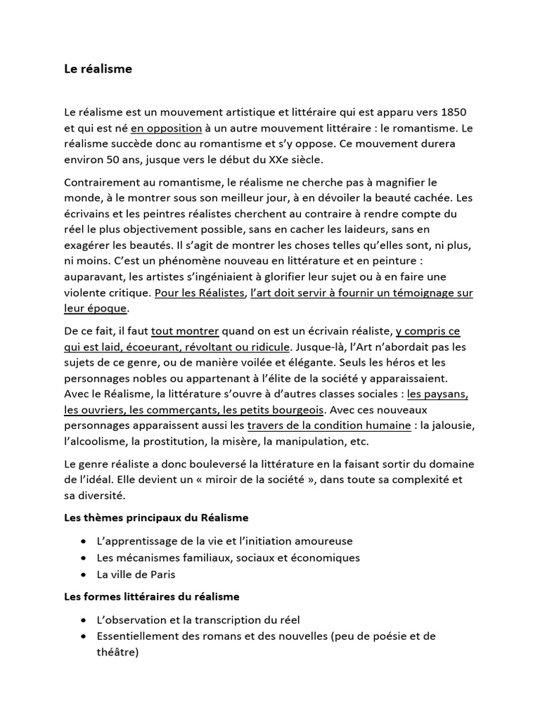 Le Réalisme | PDF