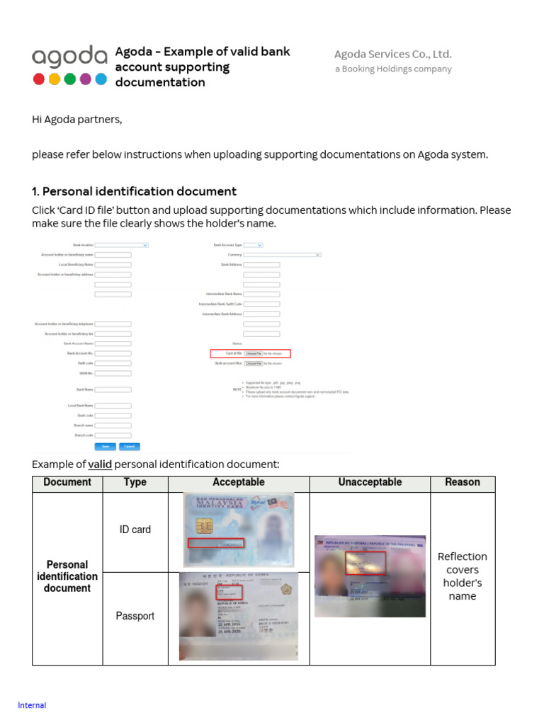 Example of Valid Bank Account Supporting Documentation | PDF