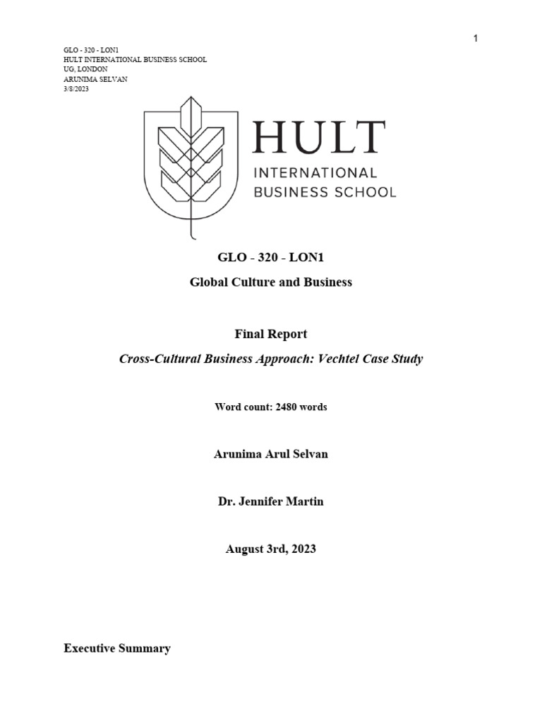 Report - GLO - 320 - LON1 - Arunima Selvan | PDF