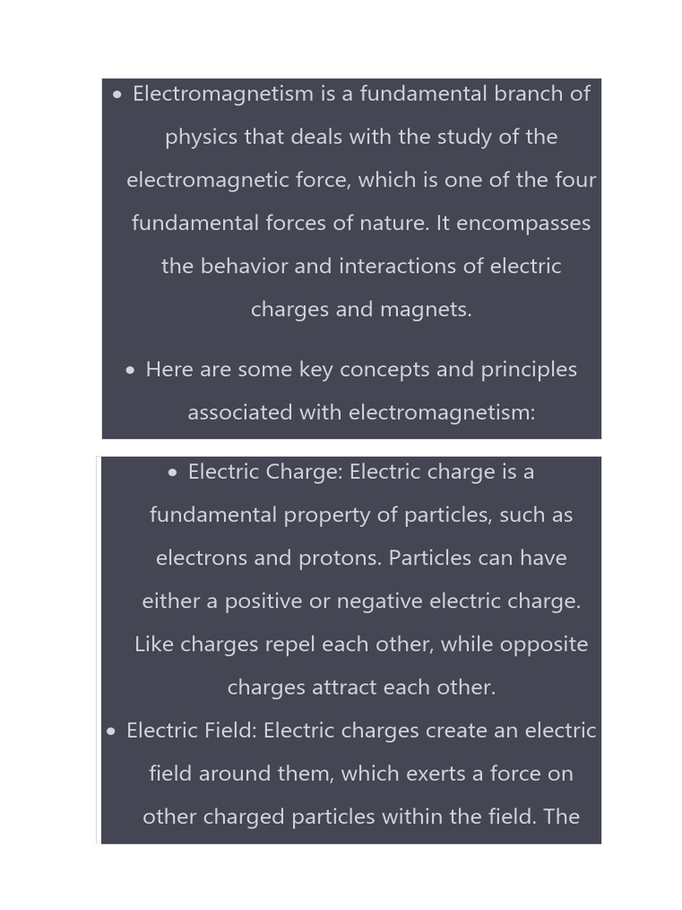 Electromagnetism is a fundamental branch of physics that deals with the ...
