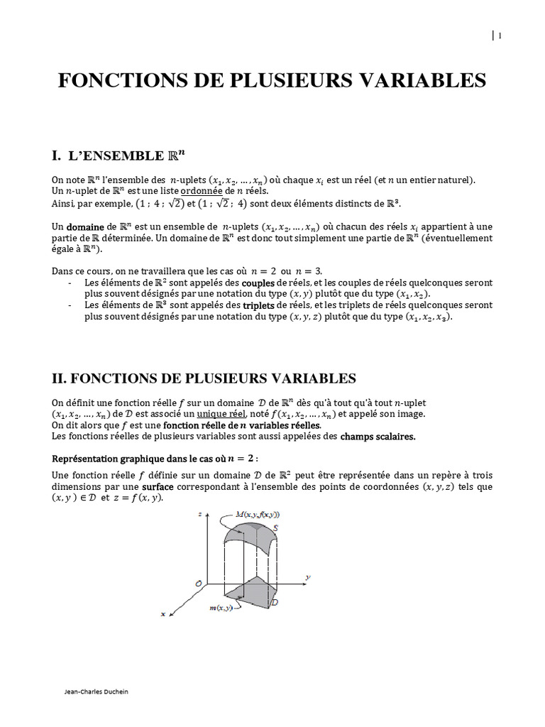 Dérivées partielles et fonctions multivariables | PDF | Ensemble ...
