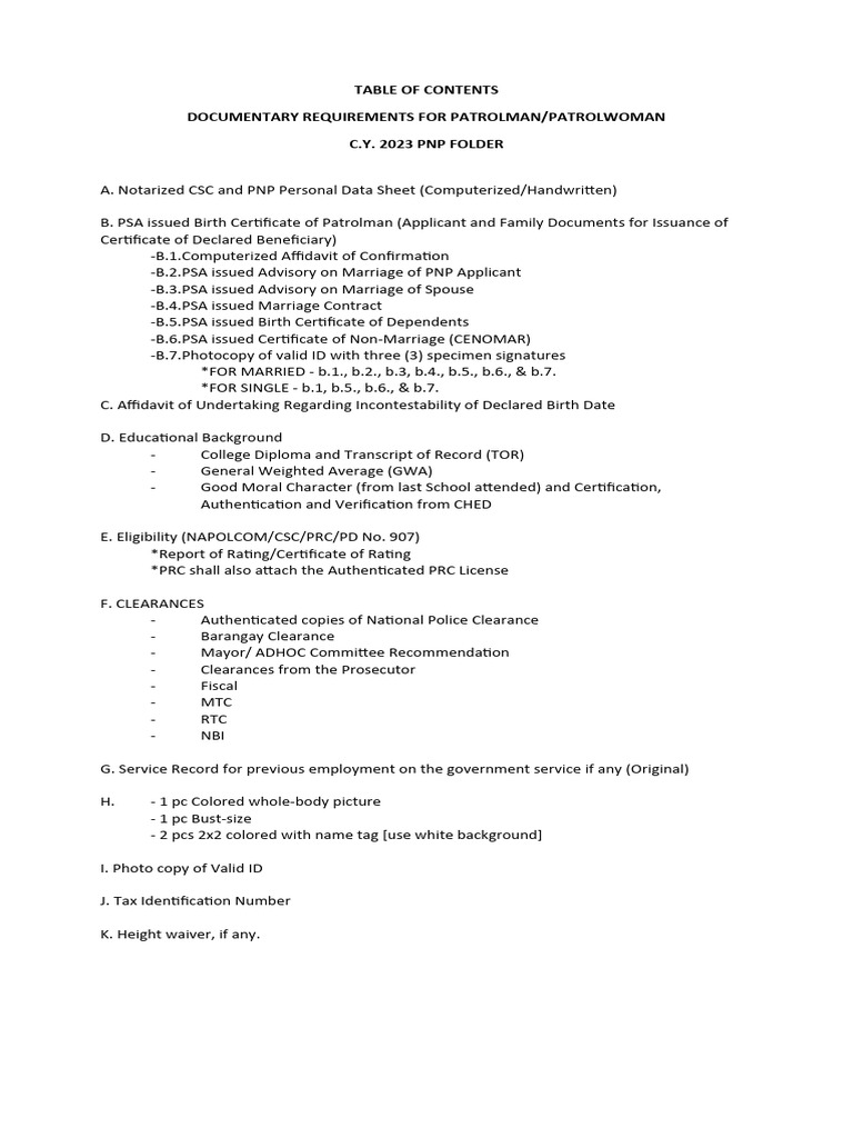 PNP Application Requirements 2025 | PDF