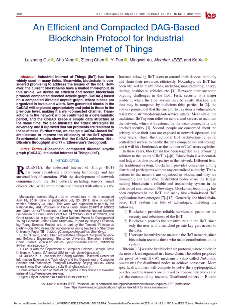 An Efficient and Compacted DAG-Based Blockchain Protocol For Industrial Internet of Things | PDF ...