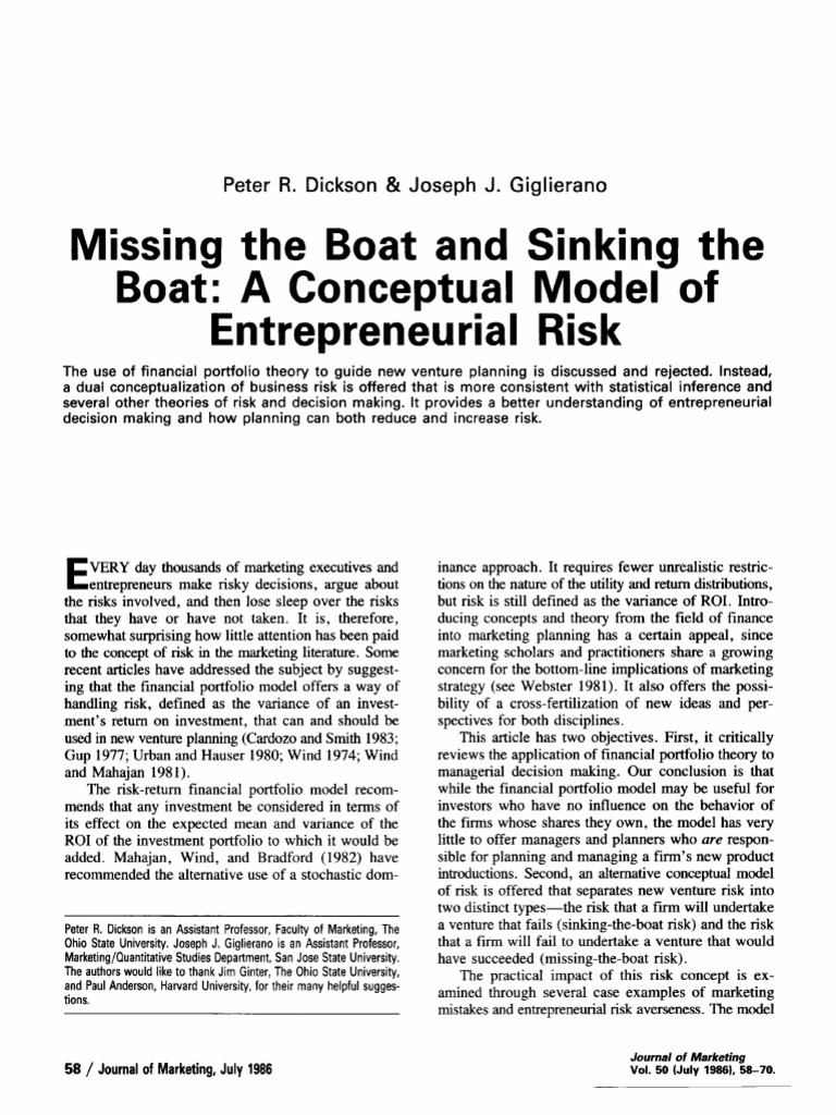 Missing the Boat and Sinking the Boat dickson1986 | PDF