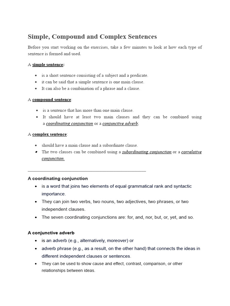 Complex and Compund Sentences | PDF | Semantic Units | Semiotics