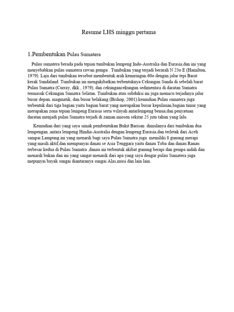 Resume LHS Minggu Pertama | PDF