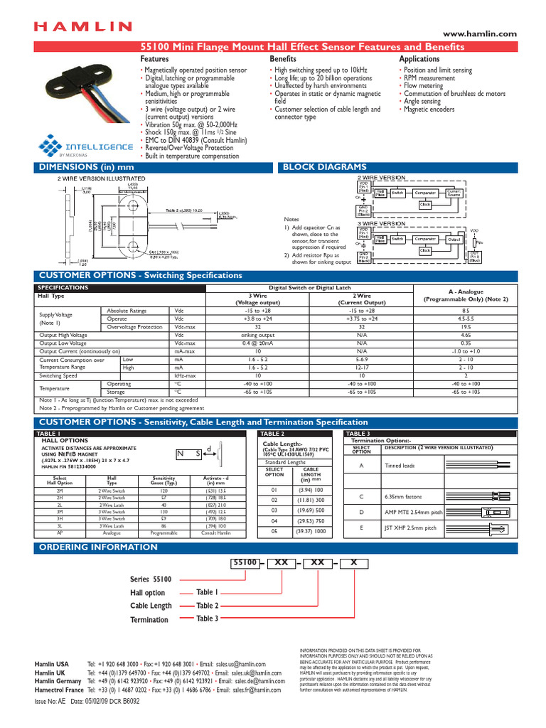 Hallsensor 55100 3H 02 A | PDF