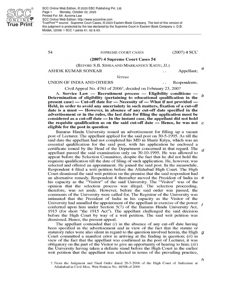 Ashok Kumar Sonkar vs. UOI | PDF