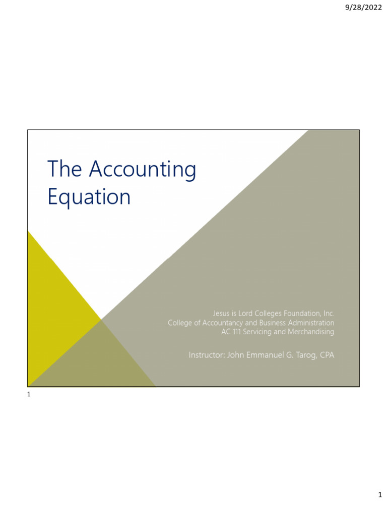 ACCTG The Accounting Equation | PDF